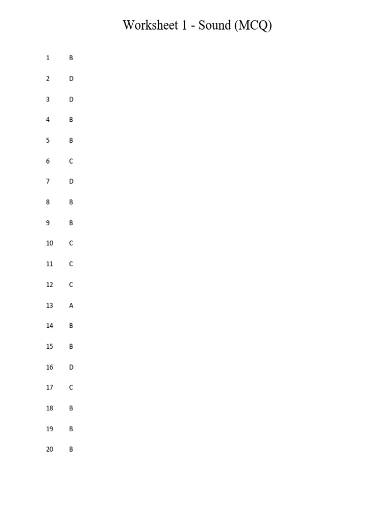 Sound Worksheet: MCQs & Structured Questions | PDF | Waves | Oscillation