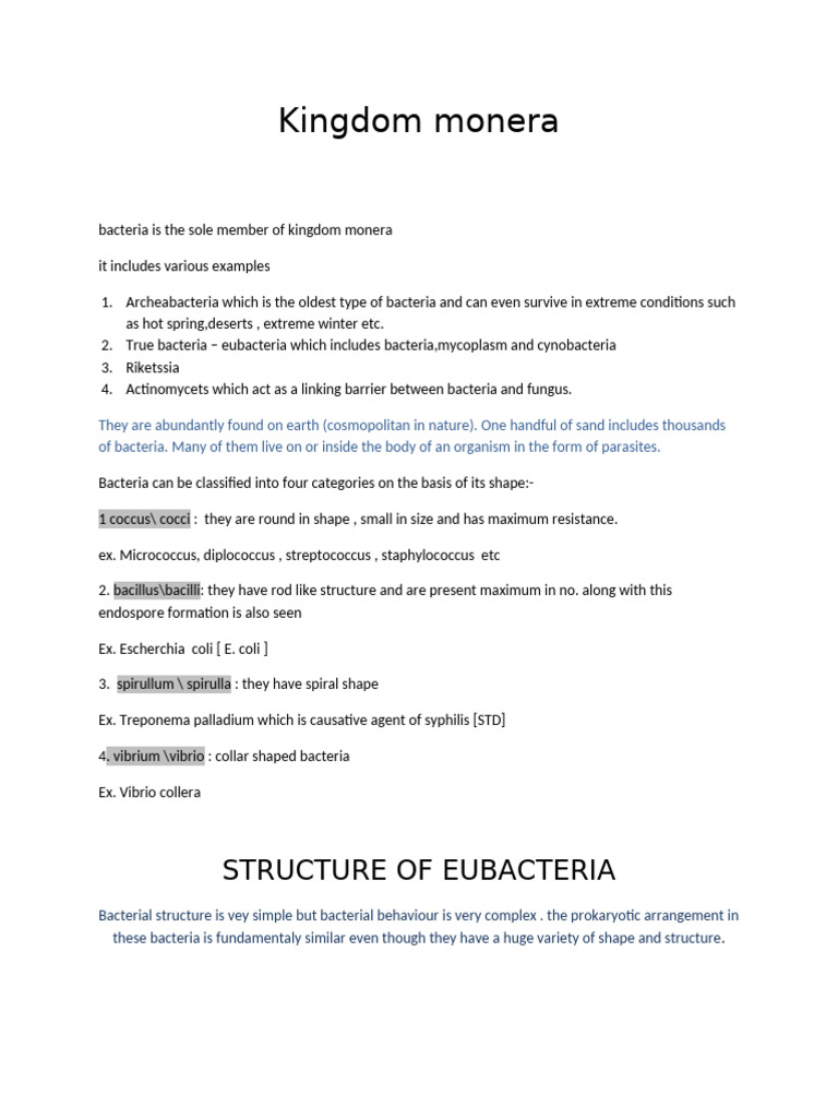 Kingdom Monera | PDF