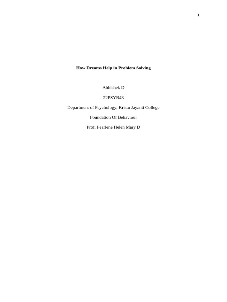 Dreams as Tools for Problem Solving | PDF | Sleep | Dream