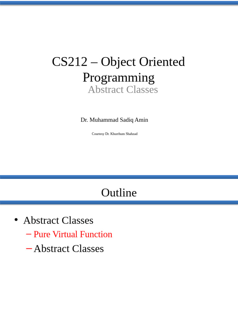 Lecture Week10 11 Abstract Classes Up2 Pdf Class Computer Programming C