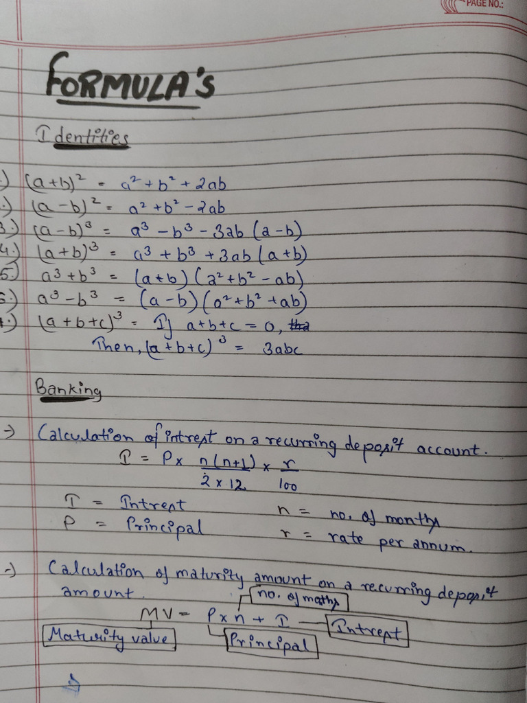 Formulas for Class 10 Maths.-1 | PDF