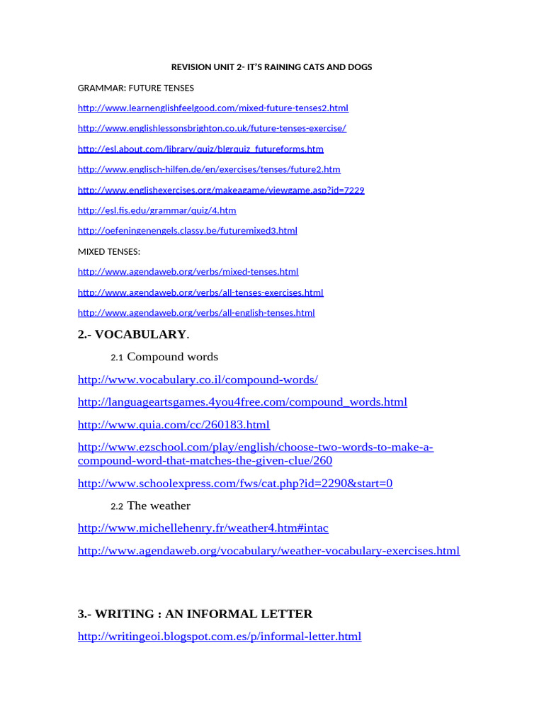 Revision Unit 2 | PDF