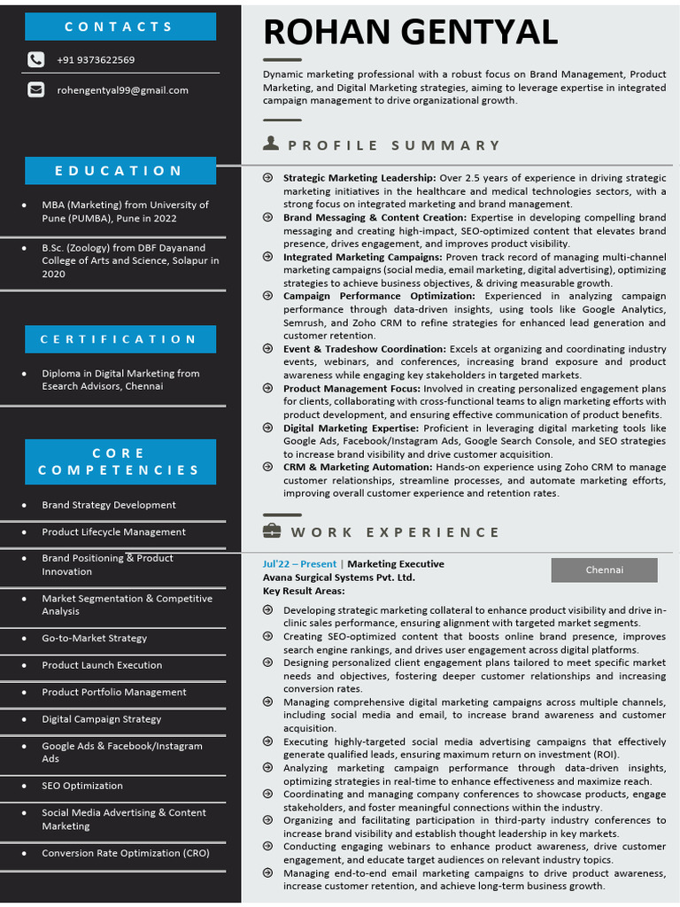 Rohan Gentyal Resume | PDF | Digital Marketing | Customer Relationship Management