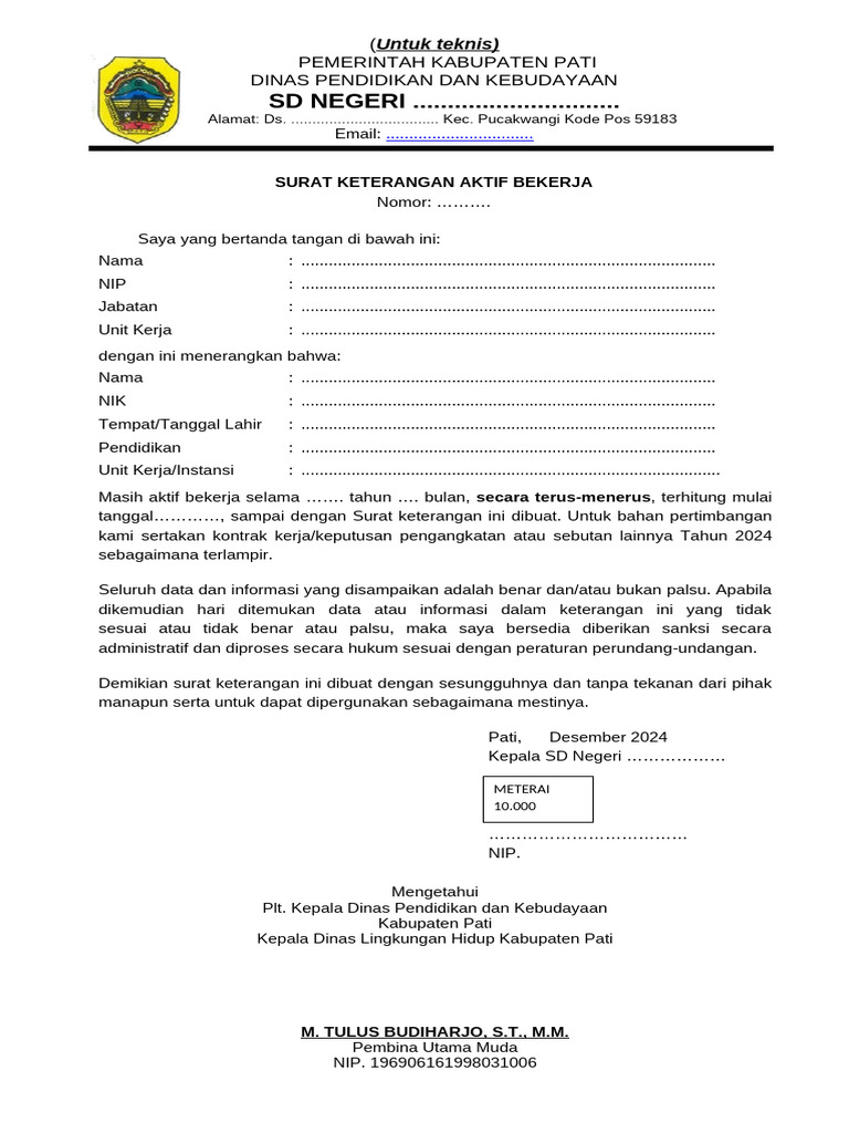 Format Suket (Seleksi PPPK Tahap 2 TH 2024) | PDF