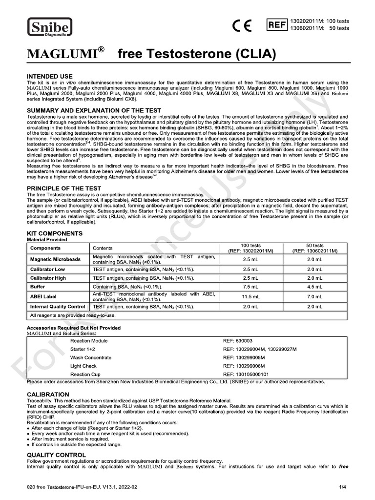 02 Free Testosterone-IFU-en-EU-V13.1 | PDF