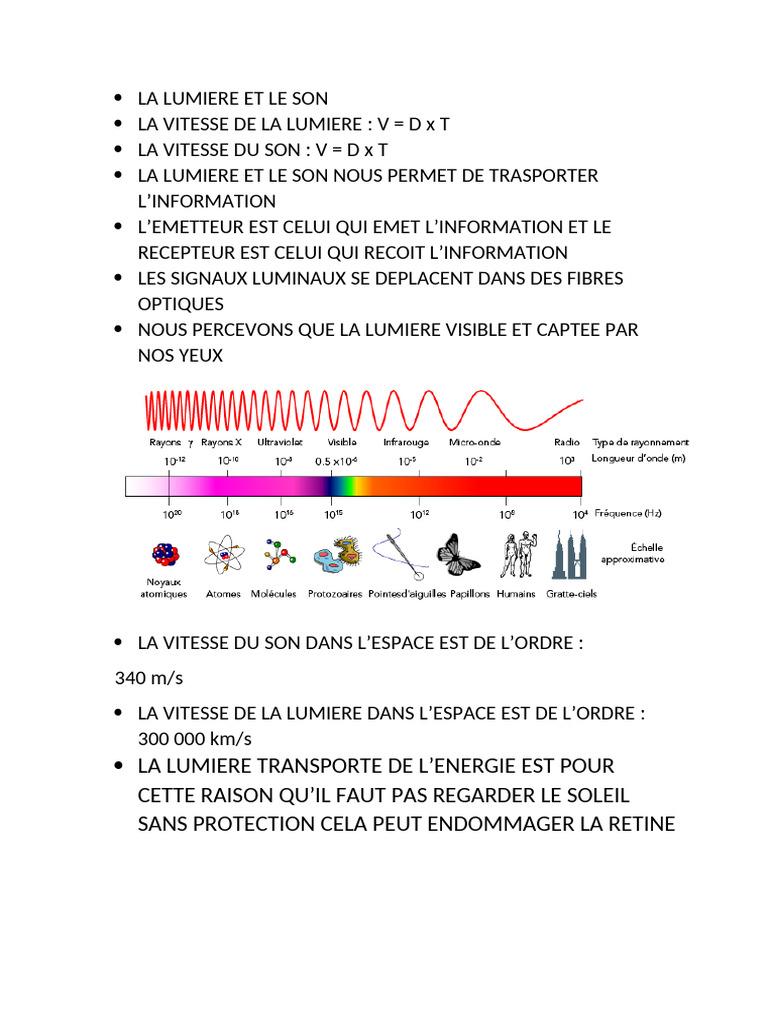 Lumière et son : vitesses et transmission | PDF