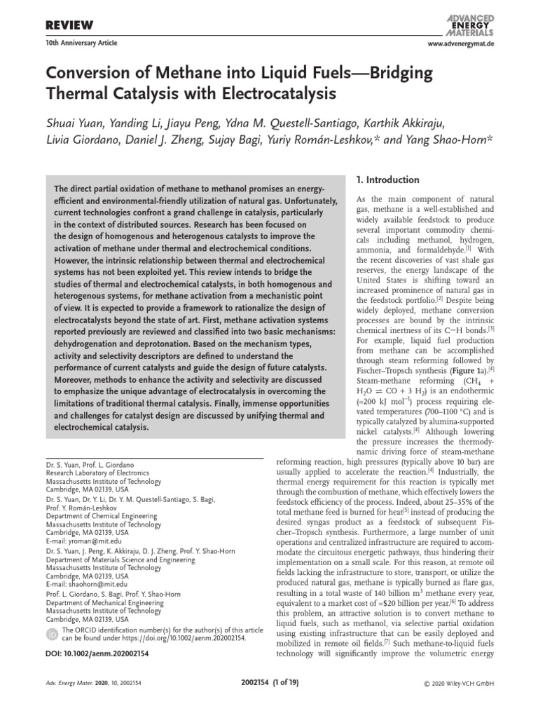 Advanced Energy Materials - 2020 - Yuan - Conversion of Methane Into ...