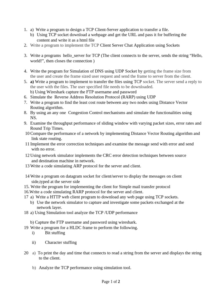 Computer Networks Programs | PDF | Transmission Control Protocol ...