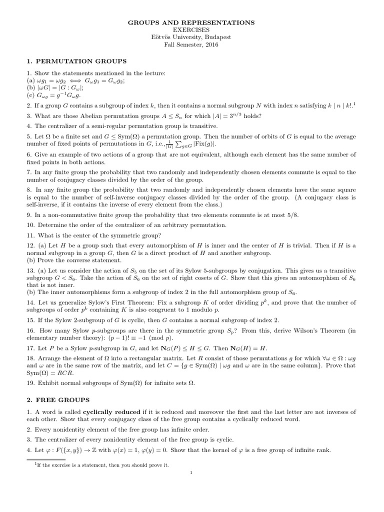 allexercises | PDF | Group (Mathematics) | Index Of A Subgroup