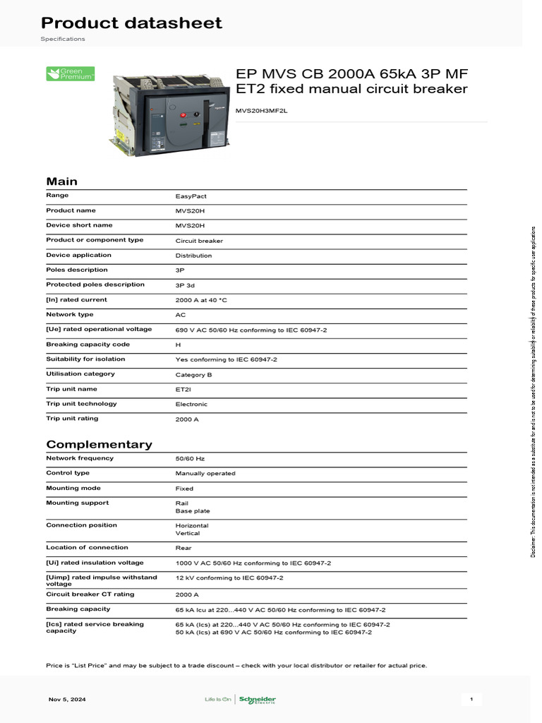 Schneider Electric - EasyPact-MVS - MVS20H3MF2L | PDF | Alternating ...