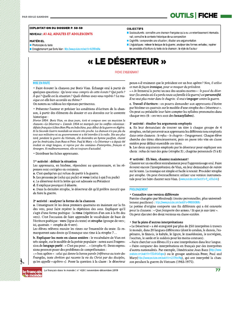 fdlm-426-Le-Deserteur | PDF