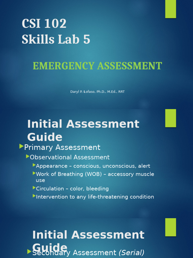 CSI 102 Skills Lab 5 Emergency Assessment Updated 7-31-2024 | PDF ...