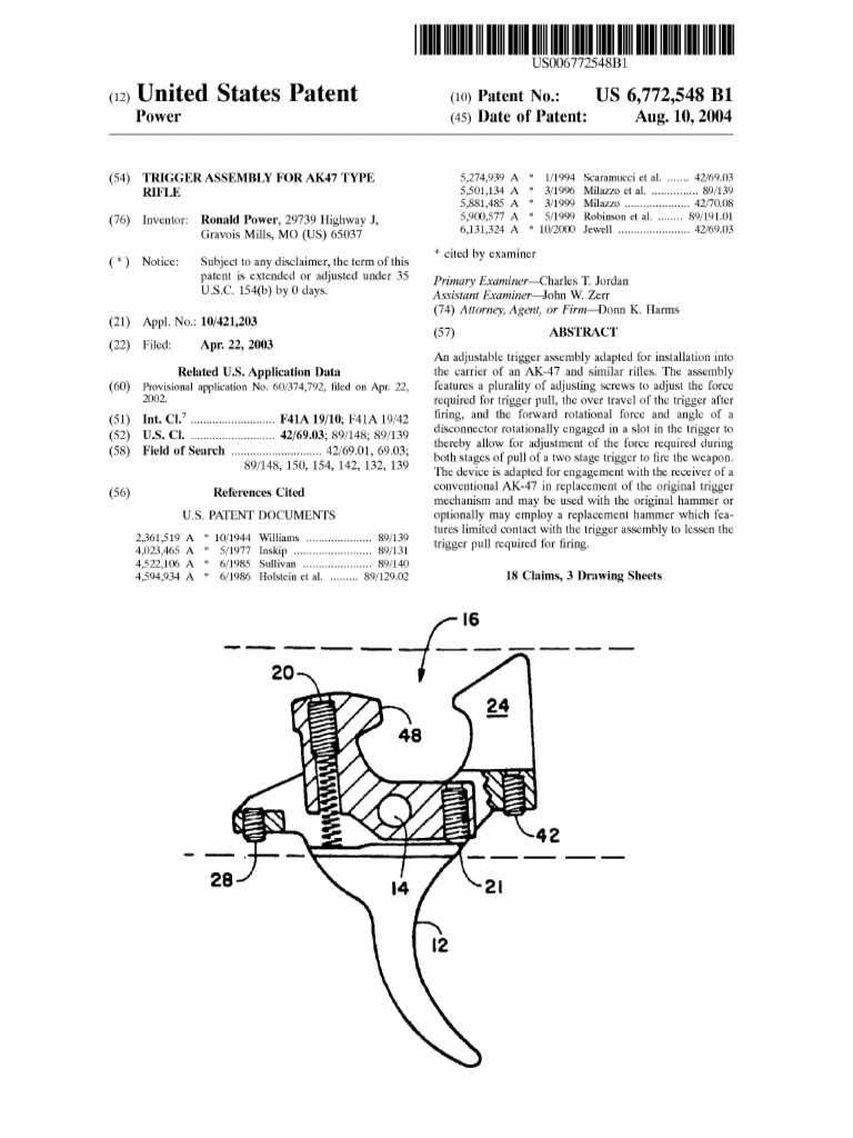 Us 6772548 | PDF | Trigger (Firearms) | Firearms