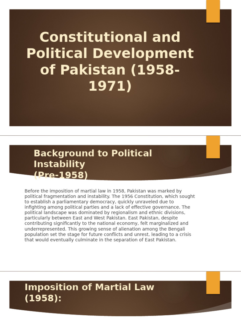Constitutional and Political Development of Pakistan (1958-1971 | PDF ...