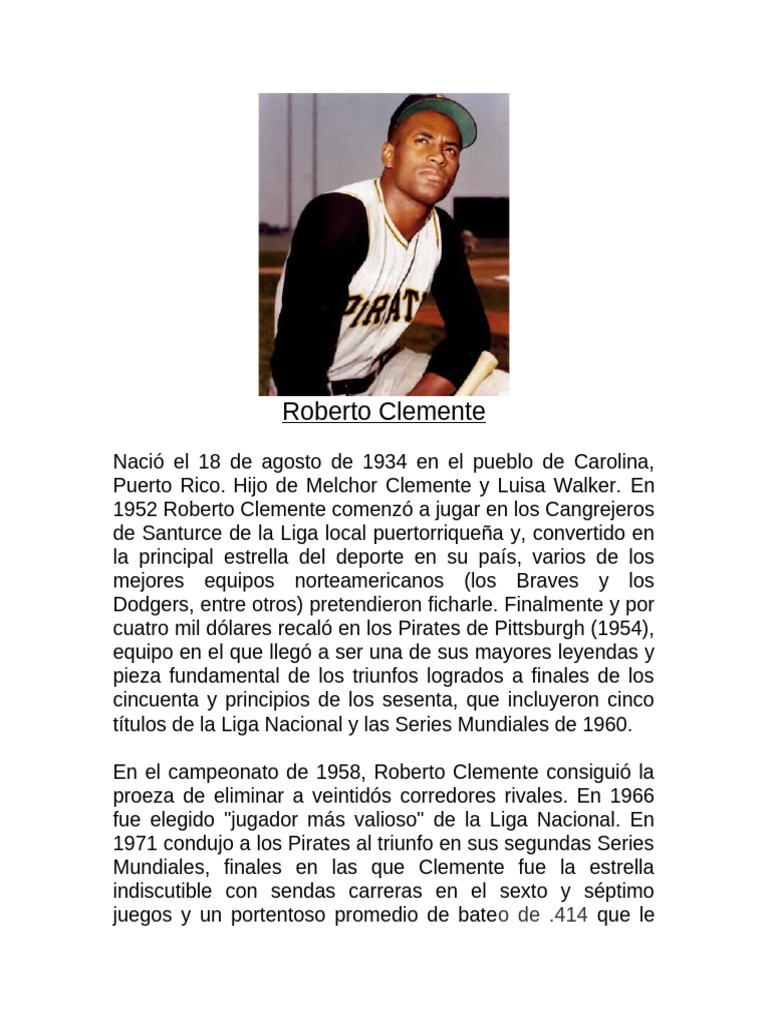 Biografias - Roberto Clemente y Rafael Hernandez | PDF