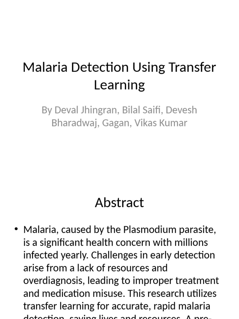 Malaria Detection Presentation | PDF | Malaria | Deep Learning