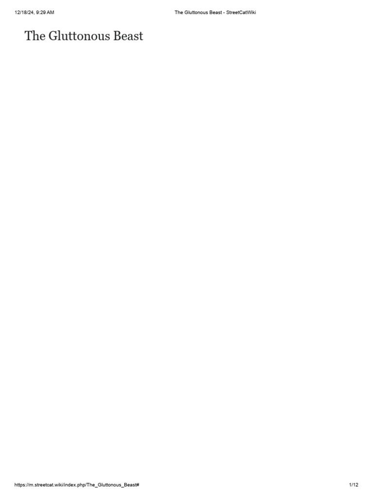 The Gluttonous Beast - StreetCatWiki | PDF | Cats