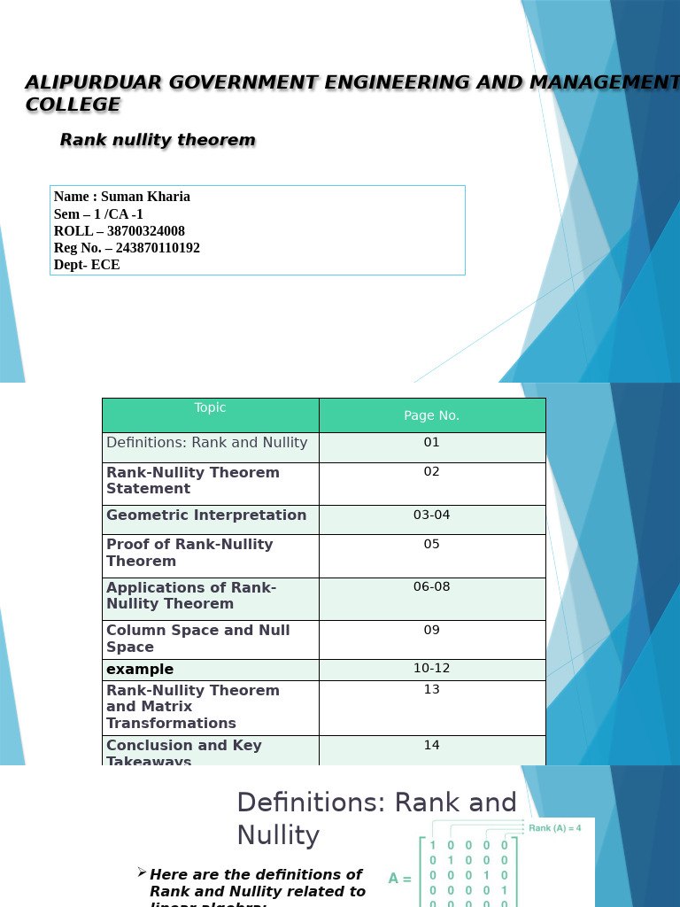 Rank Nullity Theorem Understanding Vector Spaces | PDF | Linear Map ...