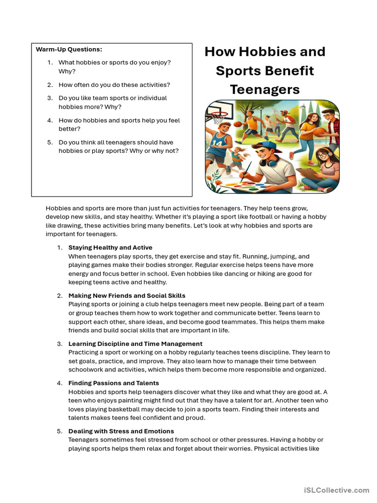How Hobbies and Sports Benefit Teenagers A2 | PDF | Adolescence | Sports