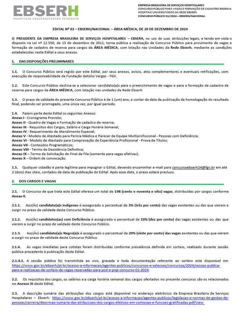Edital Ebserh Área Médica | PDF | Deficiência | Povos indígenas