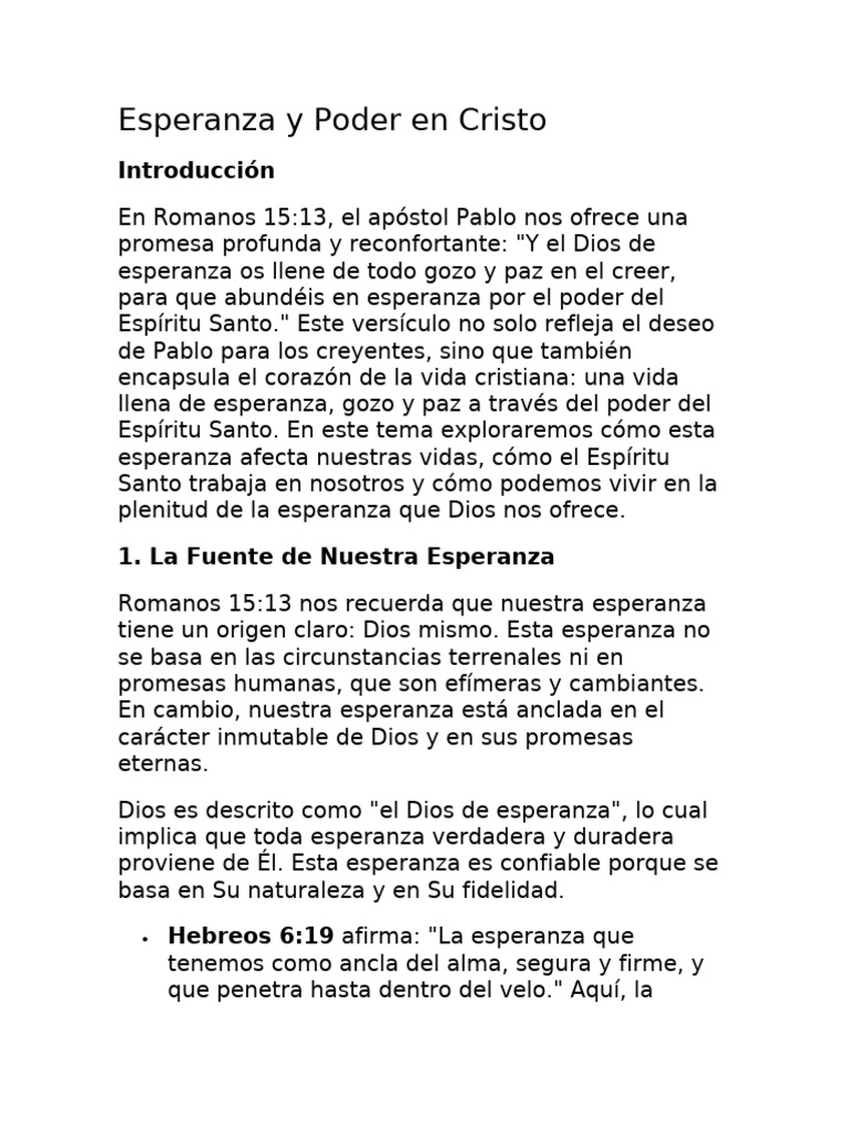 Esperanza y Poder en Cristo | PDF | Fruto Del Espiritu Santo | Cristo ...