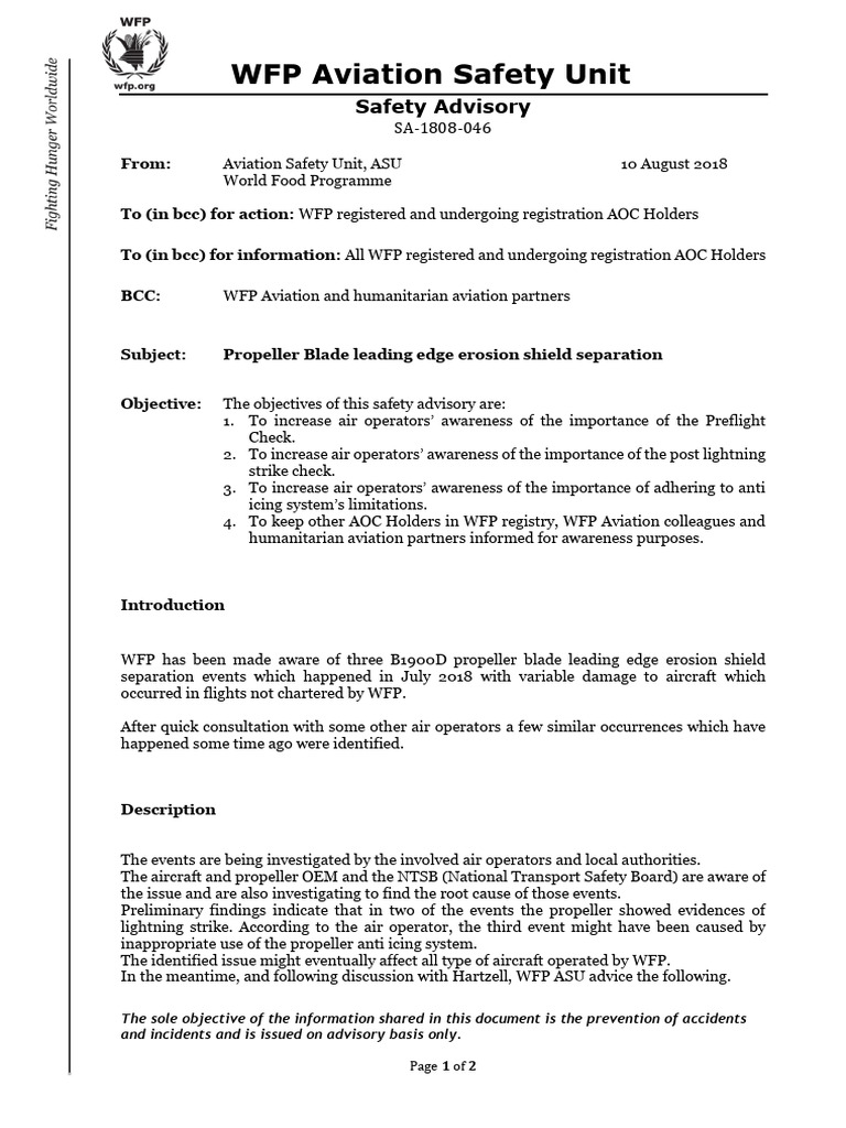 b1900 Propeller Blade Leading Edge Separation | PDF | Aviation Safety ...