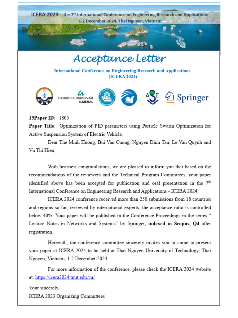 Acceptance Letter - TNUT - ID1805 | PDF