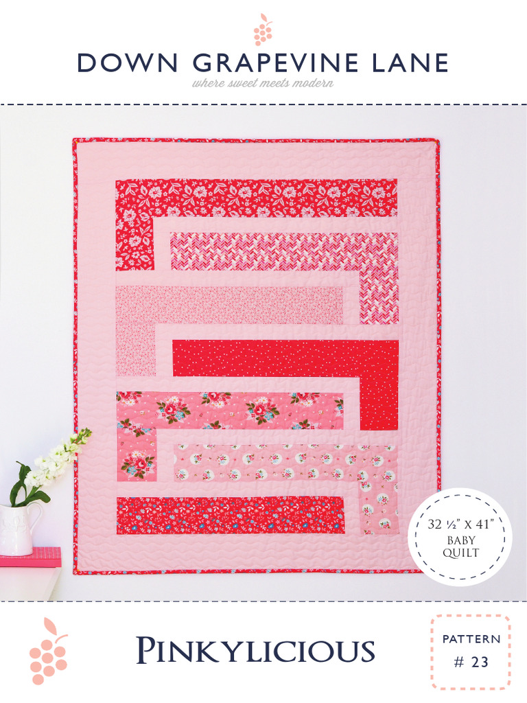 Pinkylicious Baby Quilt Pattern by Down Grapevine Lane | PDF | Quilt ...