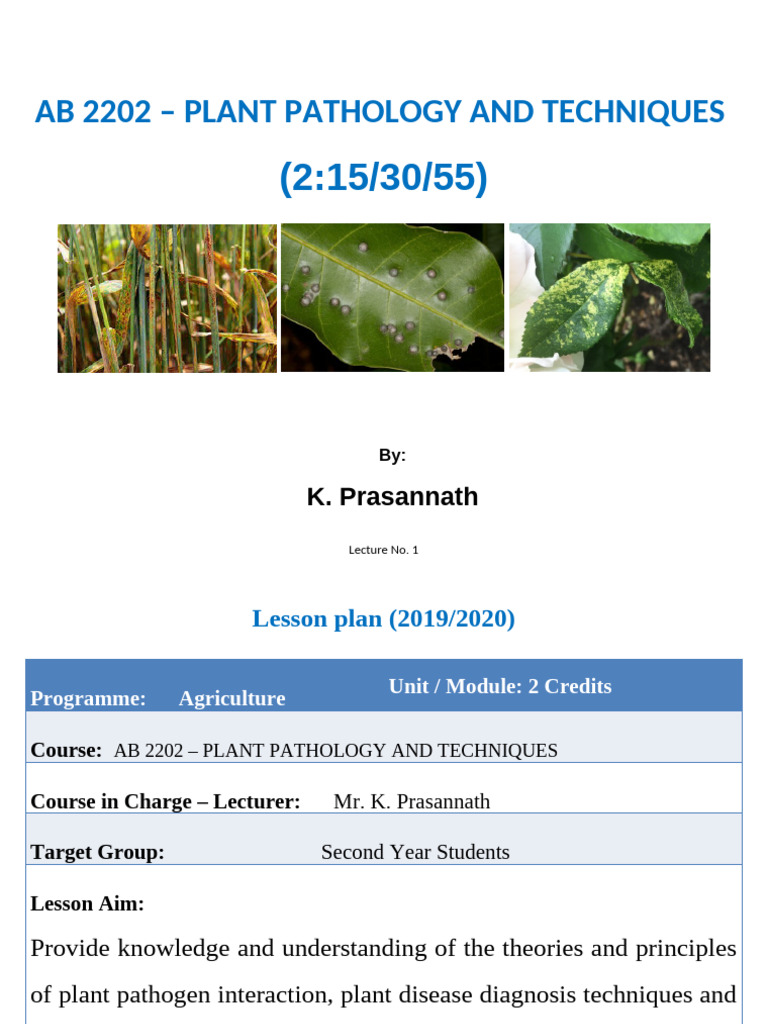 Lecture 1 - Introduction | PDF | Plant Pathology | Pathogen