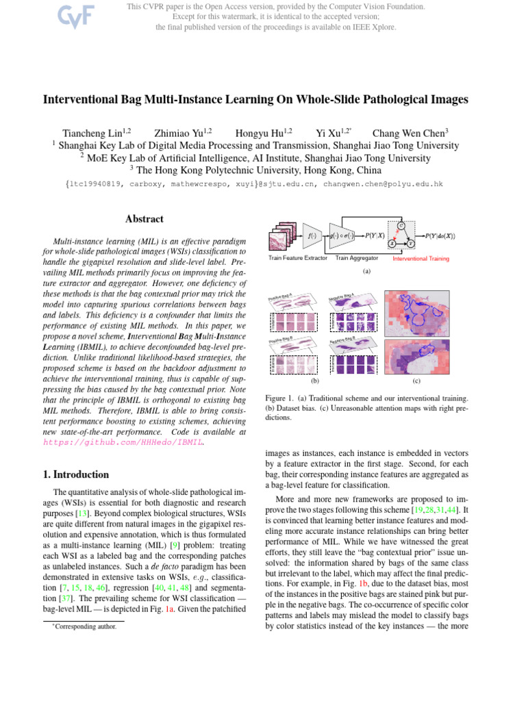 Lin Interventional Bag Multi-Instance Learning On Whole-Slide Pathological Images CVPR 2023 ...