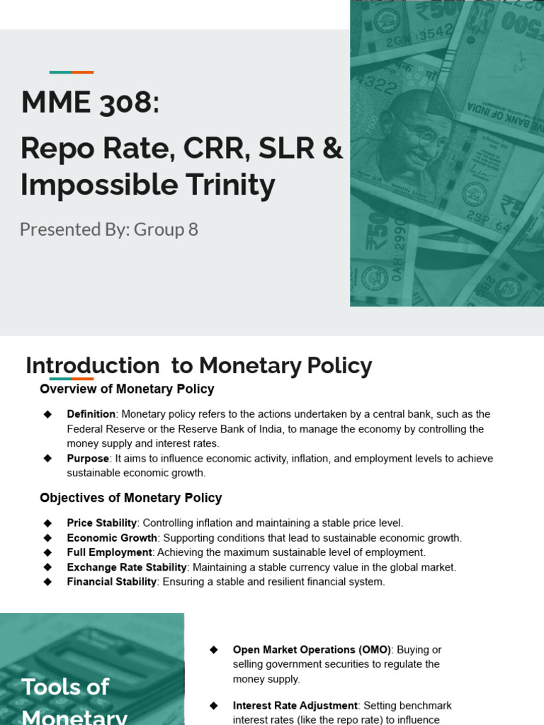 Group8 - Repo Rate, CRR, SLR & Impossible Trinity | PDF | Monetary ...