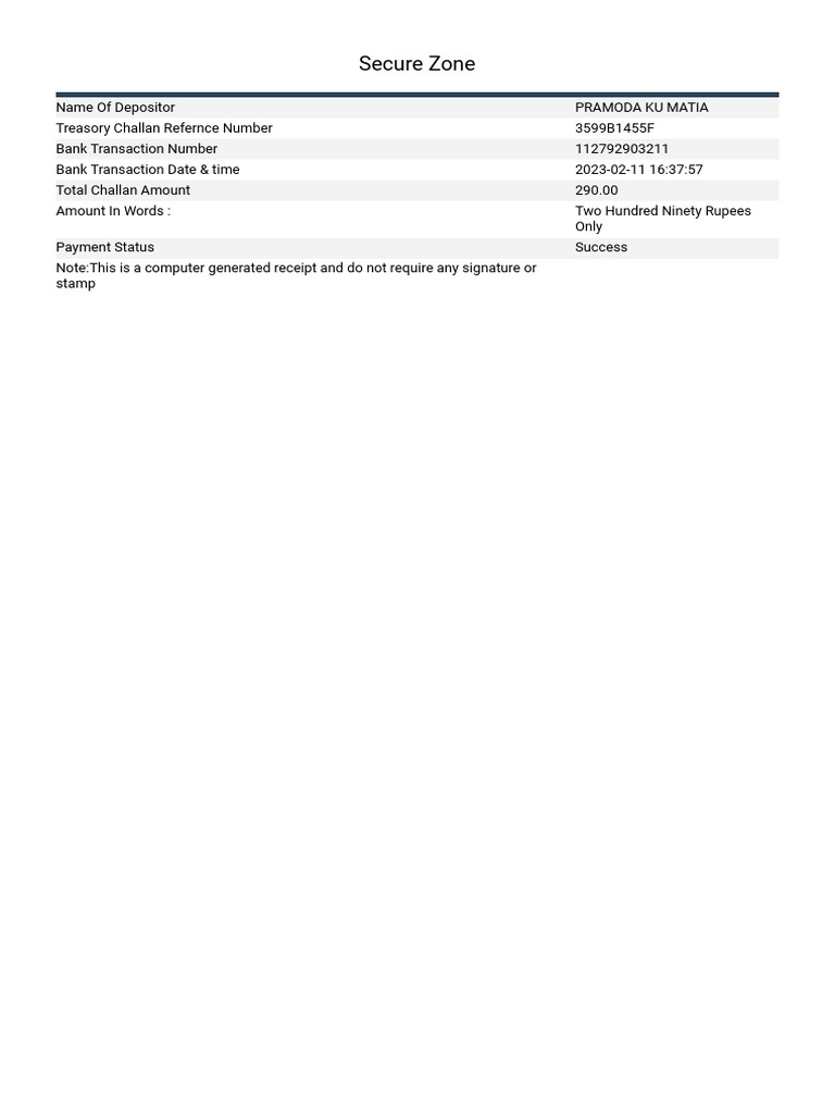 Secure Payment Receipt for PRAMODA KU MATIA | PDF