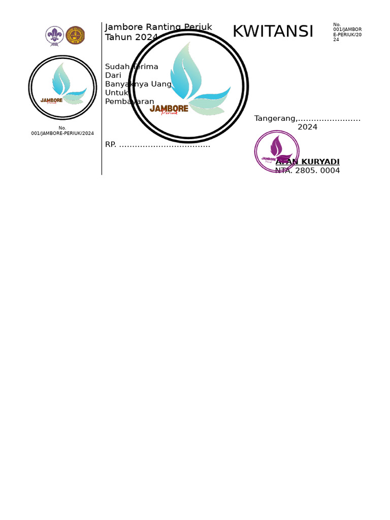 Kwitansi Jambore Ranting Periuk 2024 | PDF