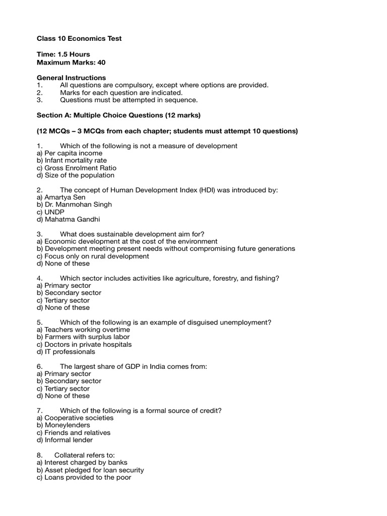 Open Economic Test (Sonit) | PDF | Human Development Index | Loans