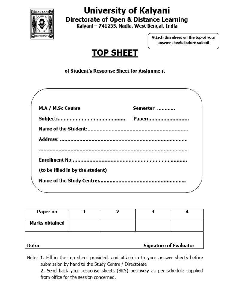 Top Sheet 2nd Internal Assessment | PDF