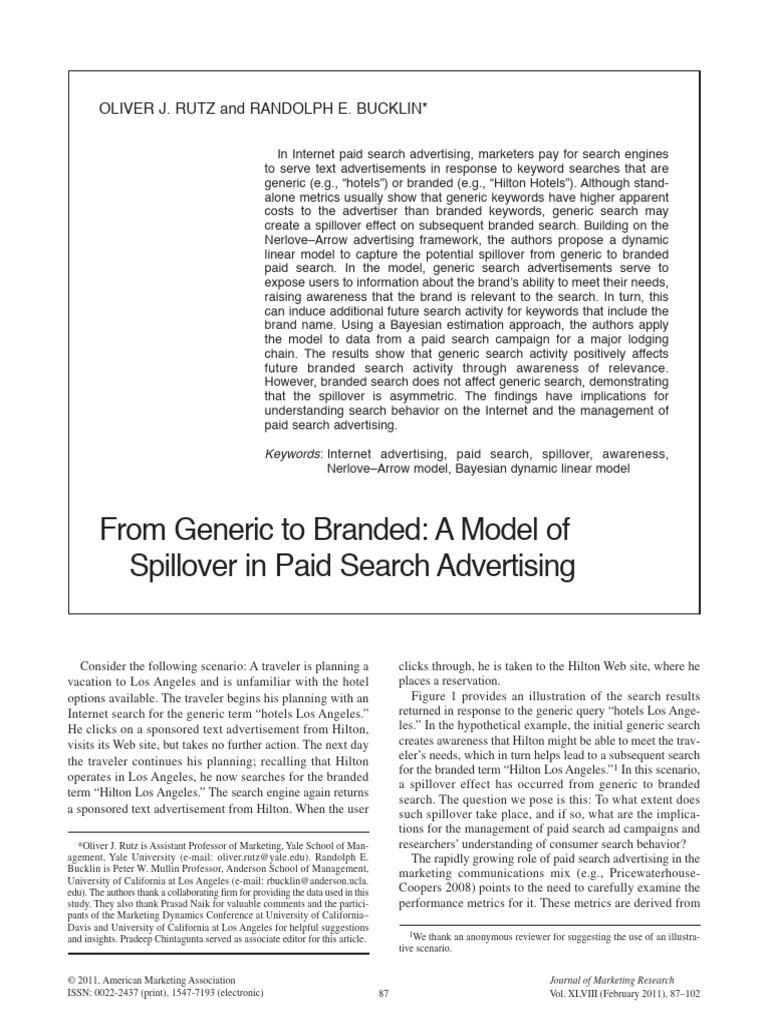 Spillover Paid Search Advertising | PDF | Advertising | Brand