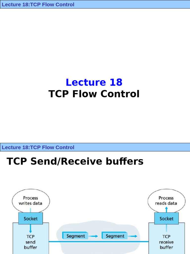Lecture 18 Tcp Flow Control Pdf Transmission Control Protocol Networking Standards