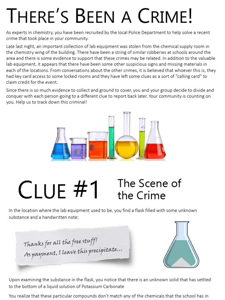 Chemical Reactions Crime Scene | PDF | Chemical Substances | Chemistry