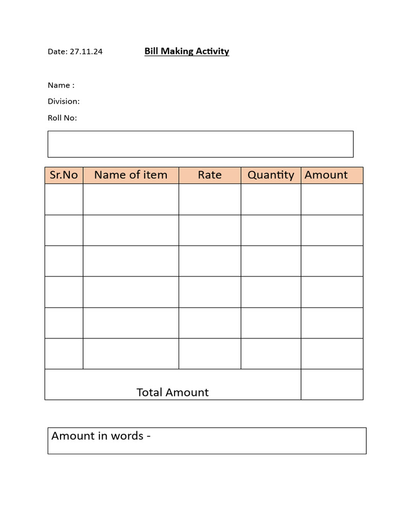 Bill Making Activity | PDF