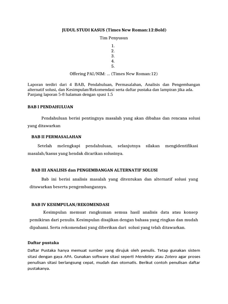 Template Studi Kasus PAI | PDF