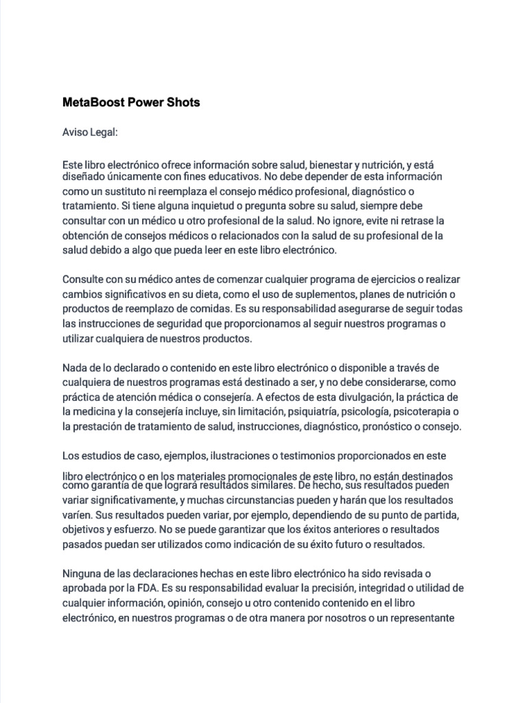 PDF Metaboost Power Shots Spanish - Compress | PDF | Digestión | Té