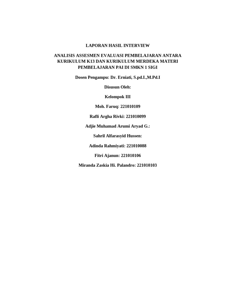 Laporan Hasil Interview | PDF