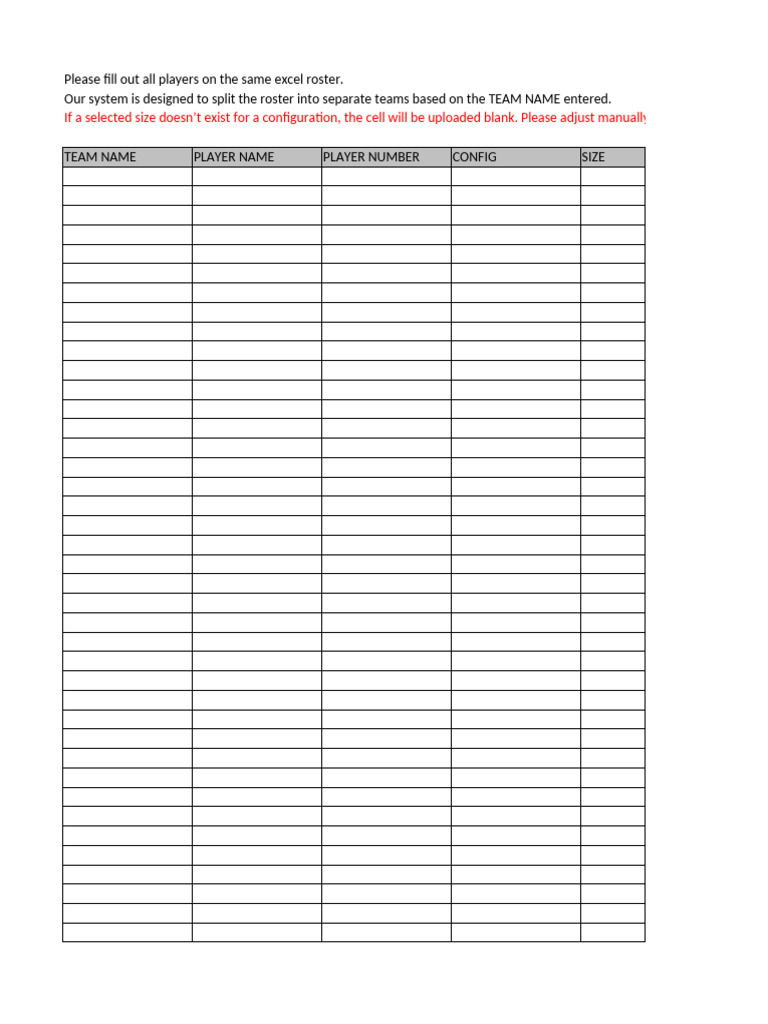 Excel Roster Team Configuration Guide | PDF