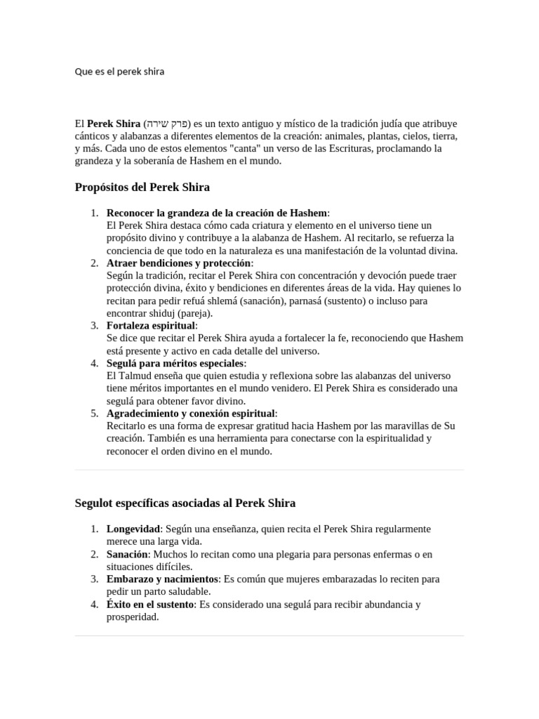 Perek Shira: Canto y Bendiciones | PDF | Creencia religiosa y doctrina