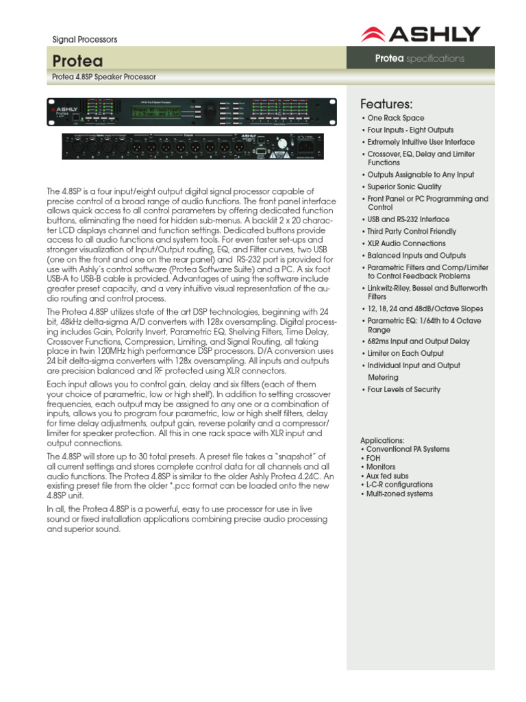 Ashly 48SP Specification en | PDF | Equalization (Audio) | Filter ...