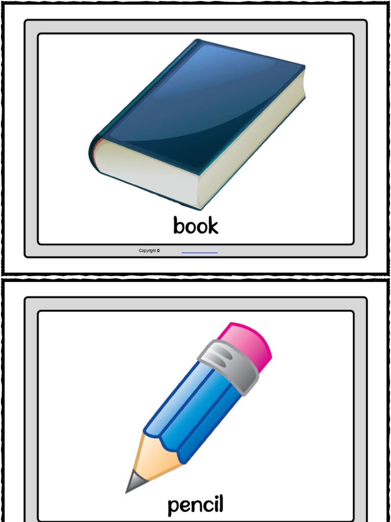 School Supplies Vocabulary Esl Printable Flashcards With Words For Kids ...