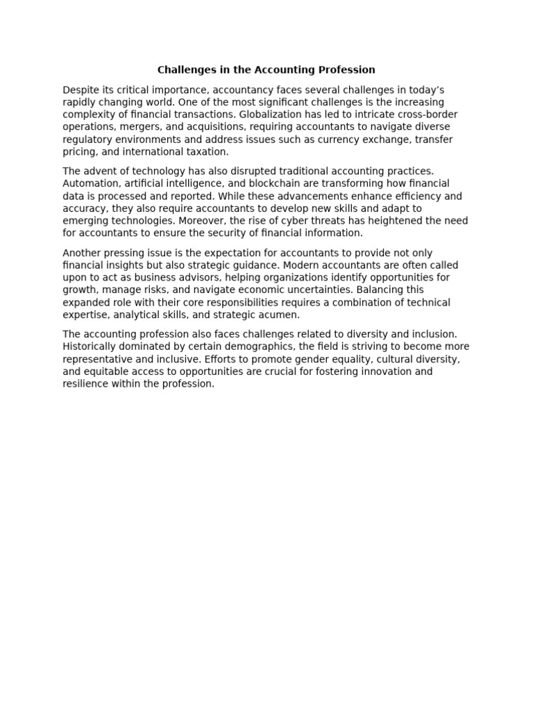 Challenges in The Accounting Profession | PDF