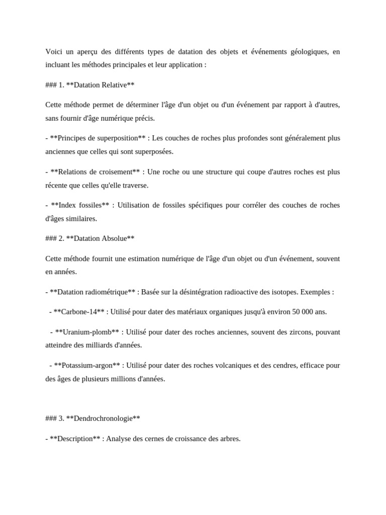 Méthodes de Datation Géologique et Fossiles | PDF | Paléontologie ...