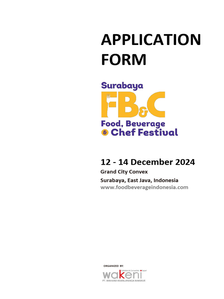 Rumah Kelor - Application Form Surabaya FBC 2024 - SIGNED | PDF | Drink | Foods