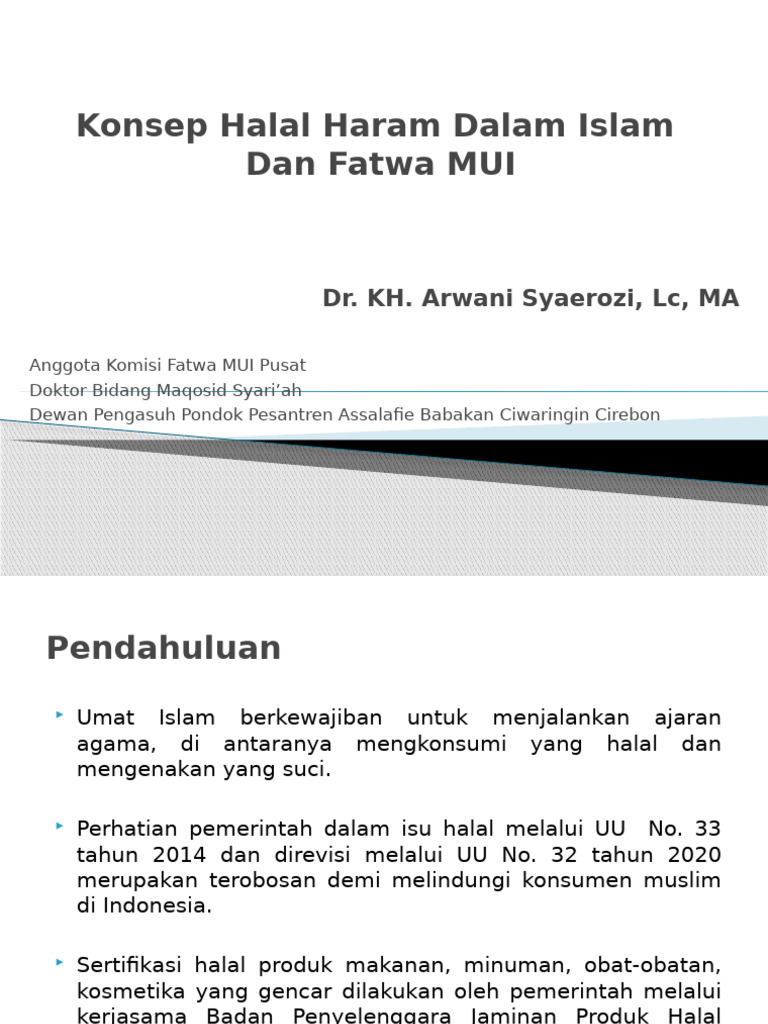 Konsep Halal Haram dan Fatwa MUI | PDF